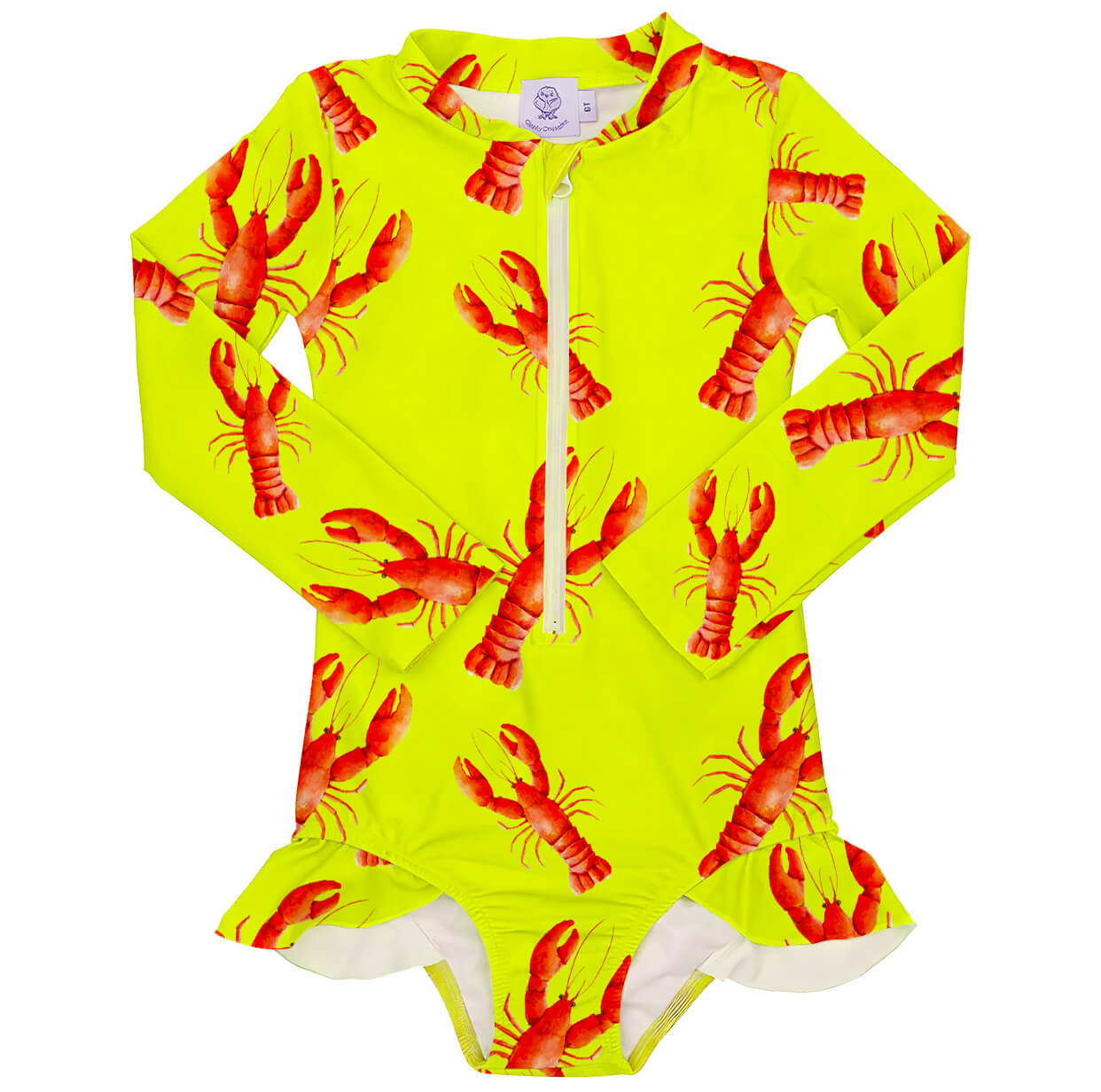 Bright Lobster Girls Long Sleeve Zip Swimmers – Cheeky Chickadee Store
