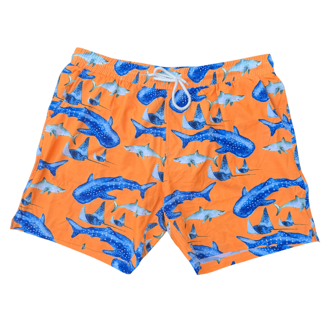 Fluro Orange Sharks Men's Boardshorts – Cheeky Chickadee Store