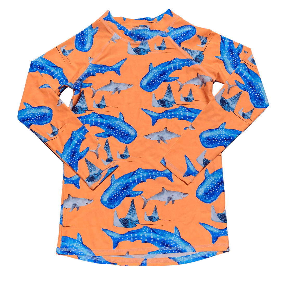 Fluro Orange Sharks Kids' Rash Top – Cheeky Chickadee Store