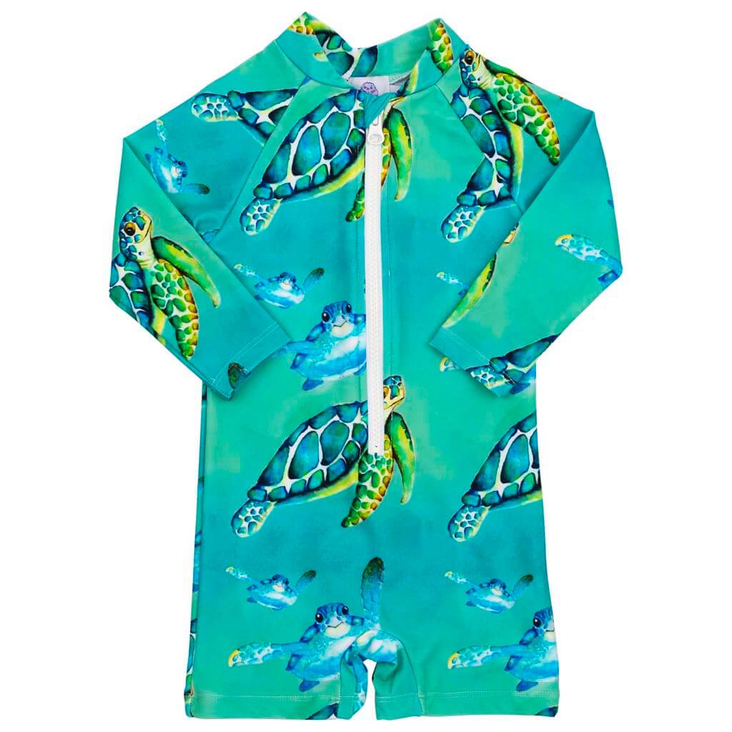 Blue Turtle Unisex Long Sleeve Zip Swimmers – Cheeky Chickadee Store