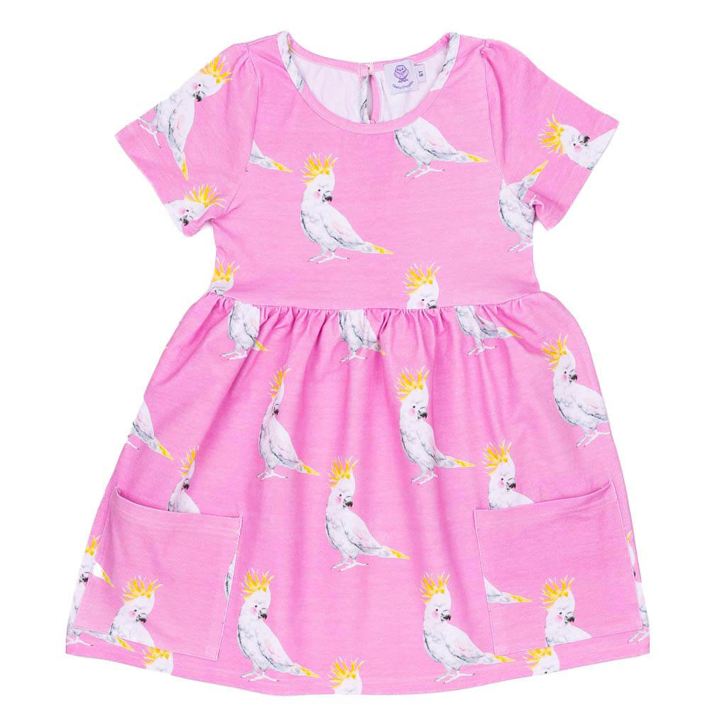 Pink Cockatoo Short Sleeve Pocket Dress – Cheeky Chickadee Store